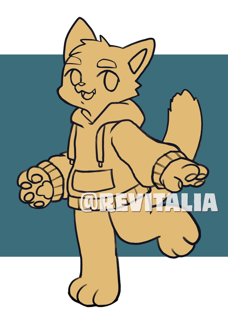 Lineart Peludo Y Gato Base Con Suéter - Etsy