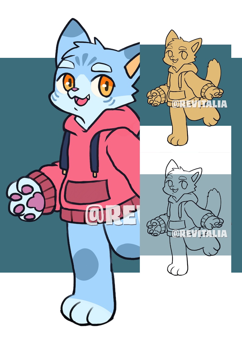 Lineart Peludo Y Gato Base Con Suéter - Etsy