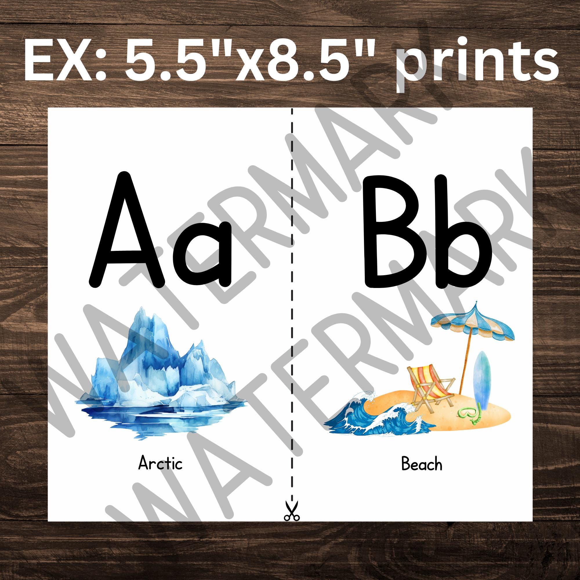 52 Ocean Alphabet Cards 5x7, Montessori Flash Cards, A-Z Cards ...