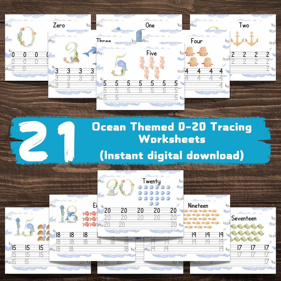 Traceable Numbers, 20 Number Tracing Worksheets, Preschool Worksheets ...
