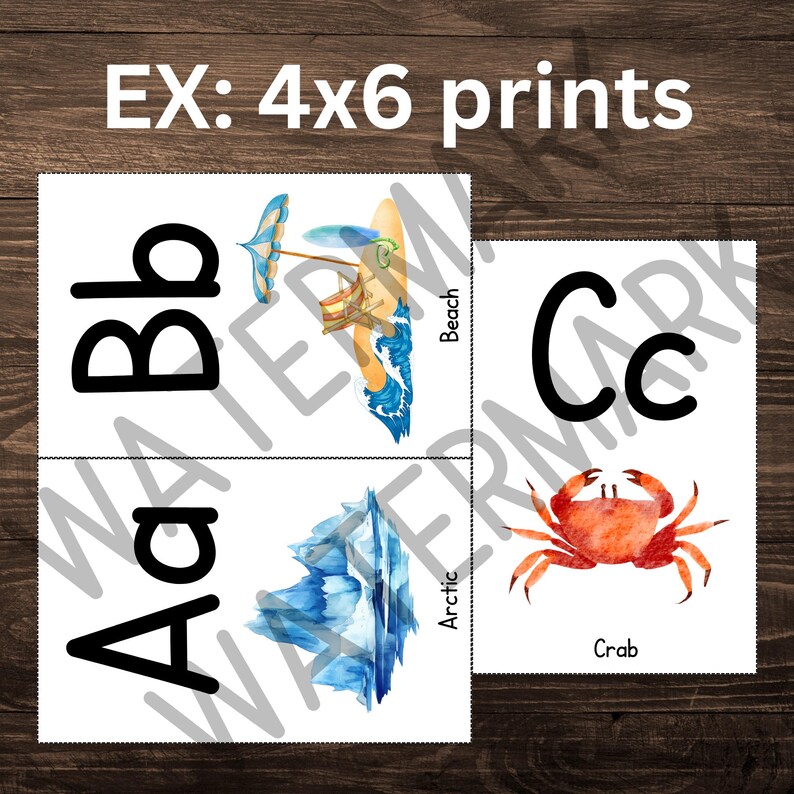 52 Ocean Alphabet Cards 5x7, Montessori Flash Cards, A-Z Cards ...