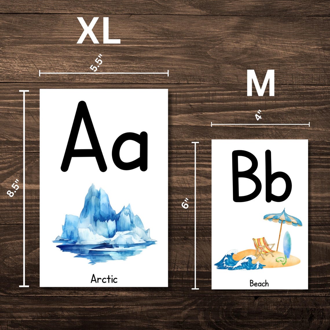 52 Ocean Alphabet Cards 5x7, Montessori Flash Cards, A-Z Cards ...