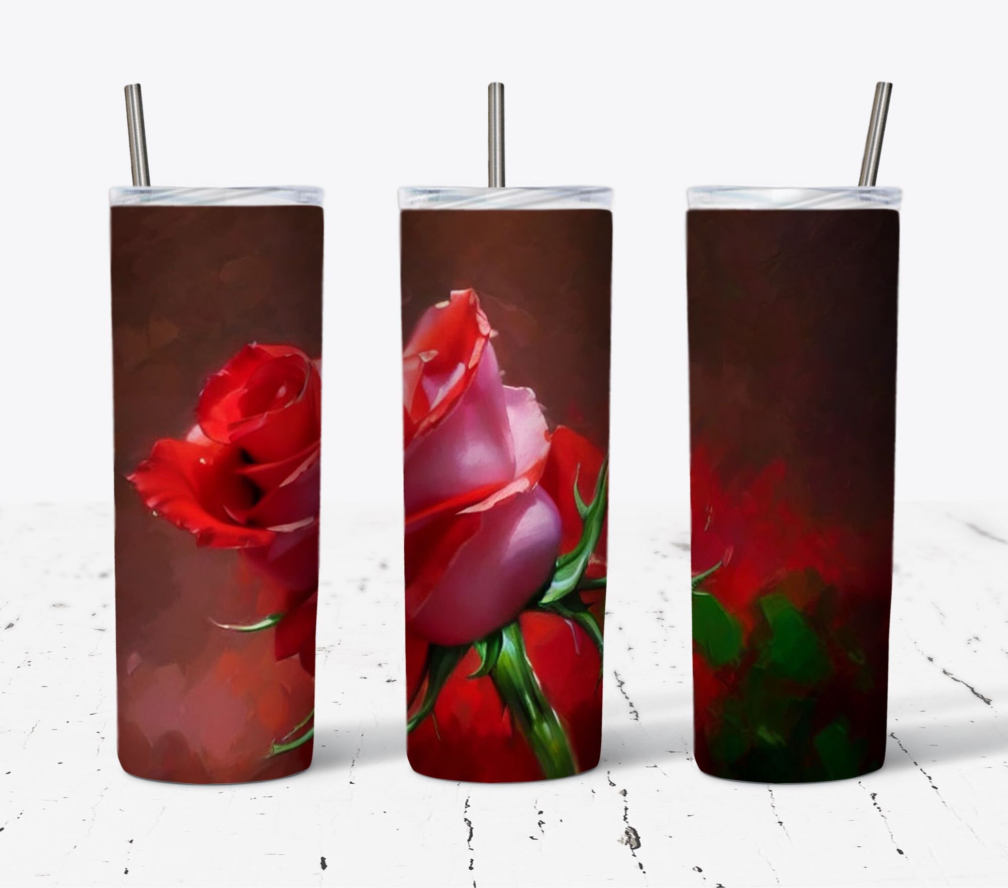 20oz Skinny Tumbler Red Rose Fragrance Sublimation Design Template ...