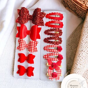 School Hair Set - Red - Hair Clips. Back to School, Gingham , Hair Set ...