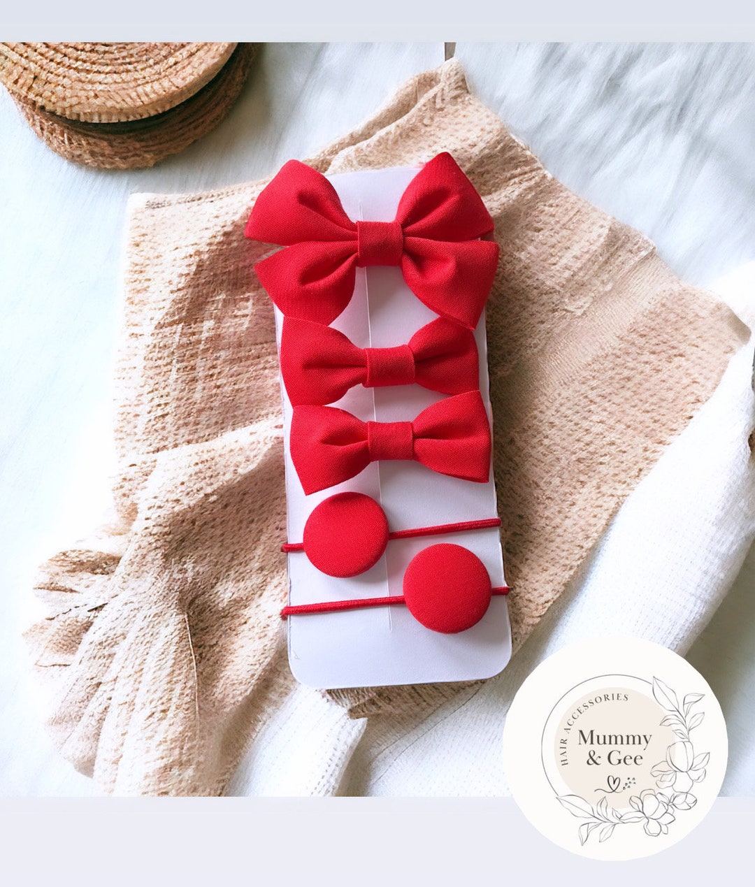 School Hair Set - Red - Hair Clips. Back to School, Gingham , Hair Set ...