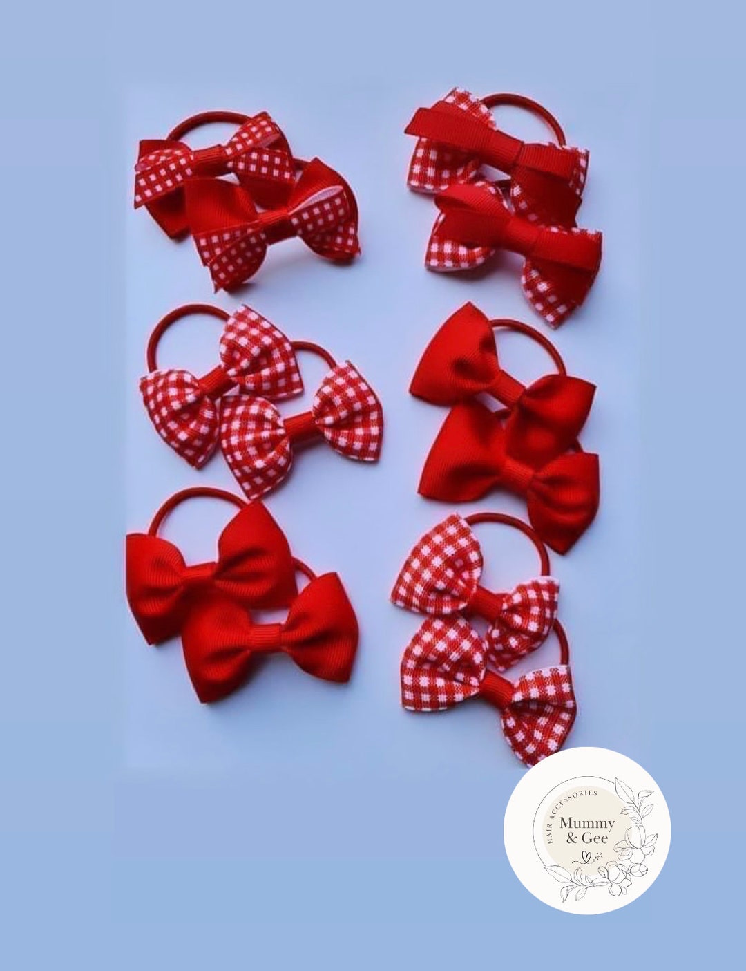 Red School Hair Set, Gingham, Red Bobbles , 12pc Set - Etsy