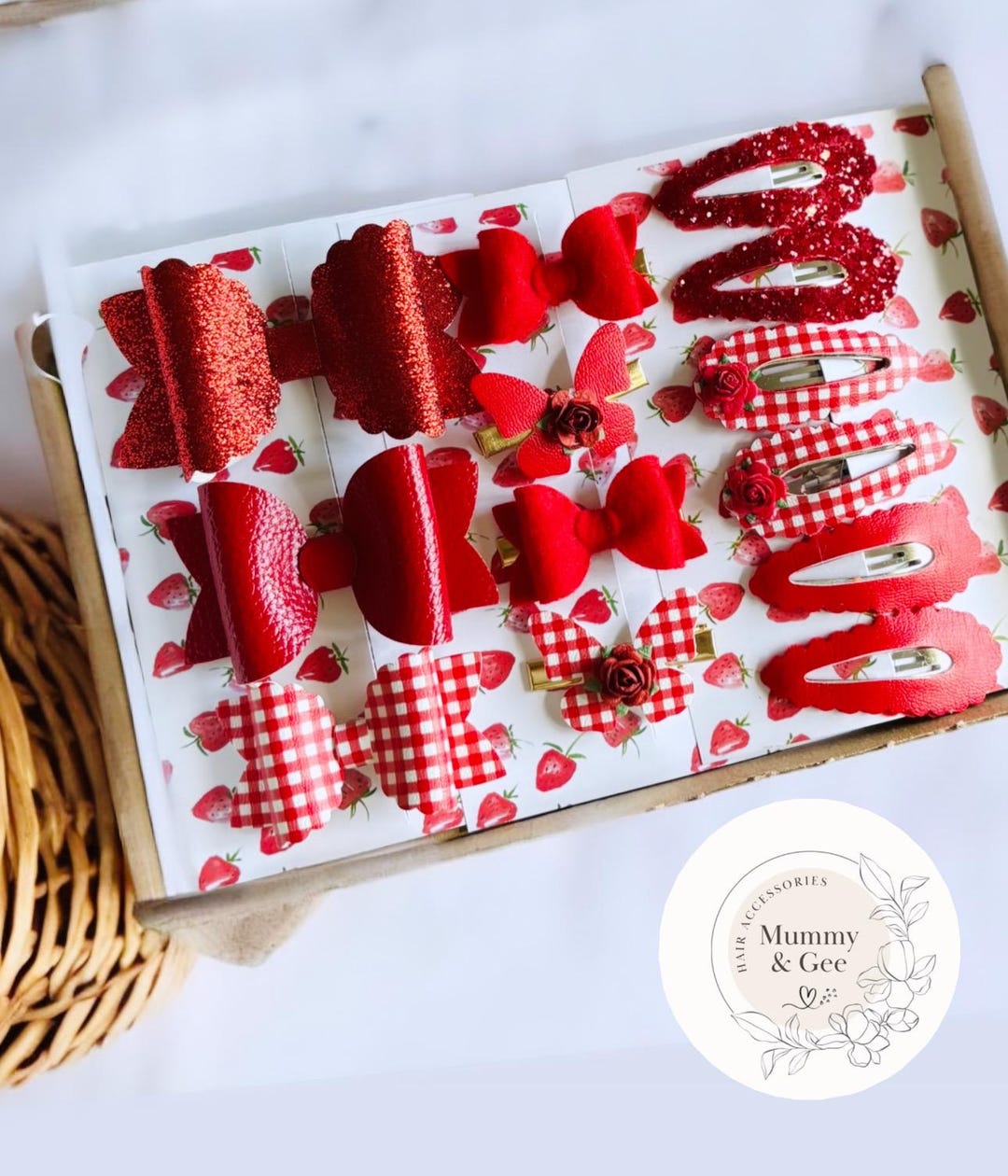 School Hair Set - Red - Hair Clips. Back to School, Gingham , Hair Set ...