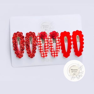 Red Gingham Hair Accessories Set – Handmade School Hair Clips - Etsy UK