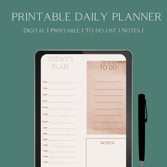 Daily Planner Printable Minimalist Day Planner Productivity - Etsy