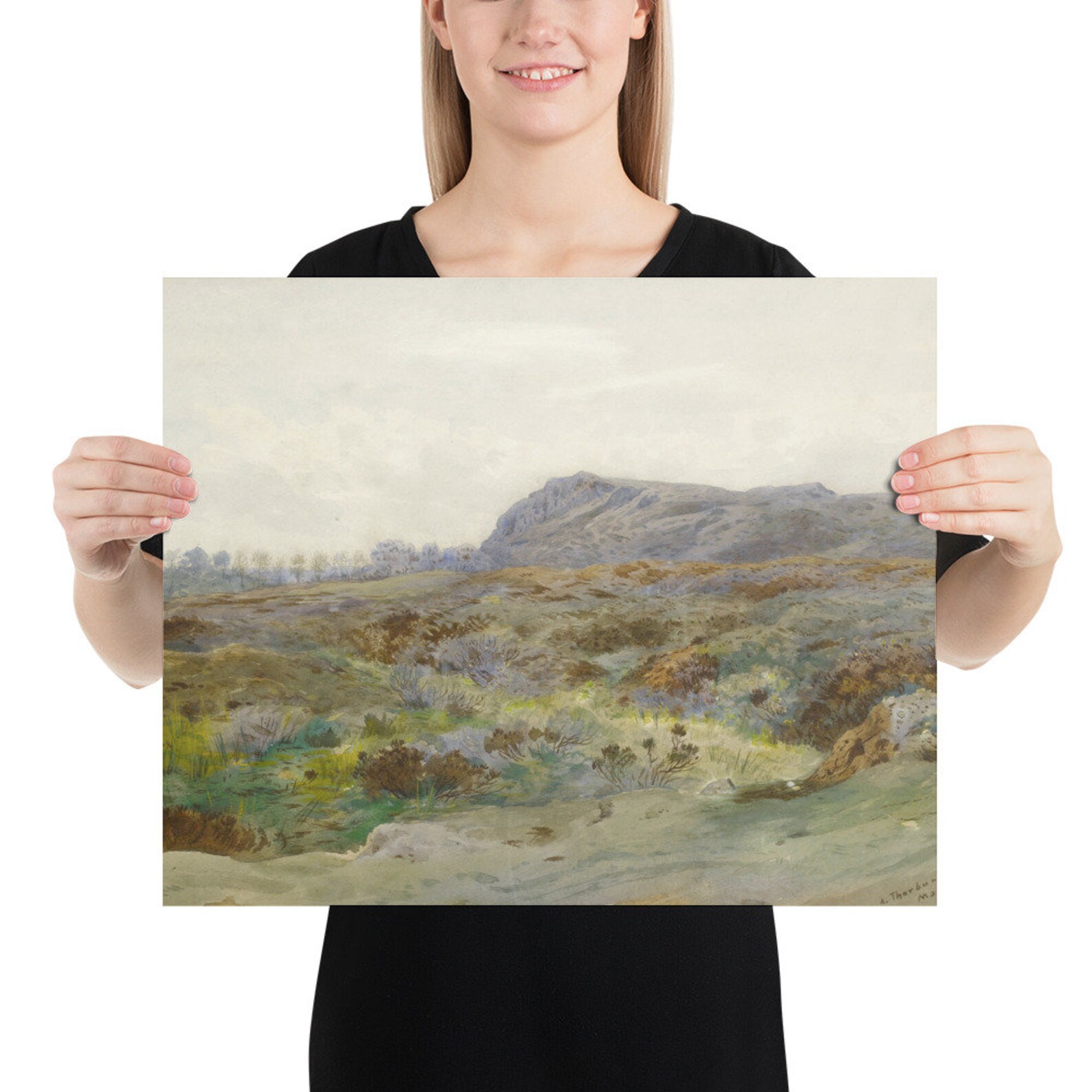 Vintage Rustic Scotland Moorland Landscape Painting | Antique Neutral ...