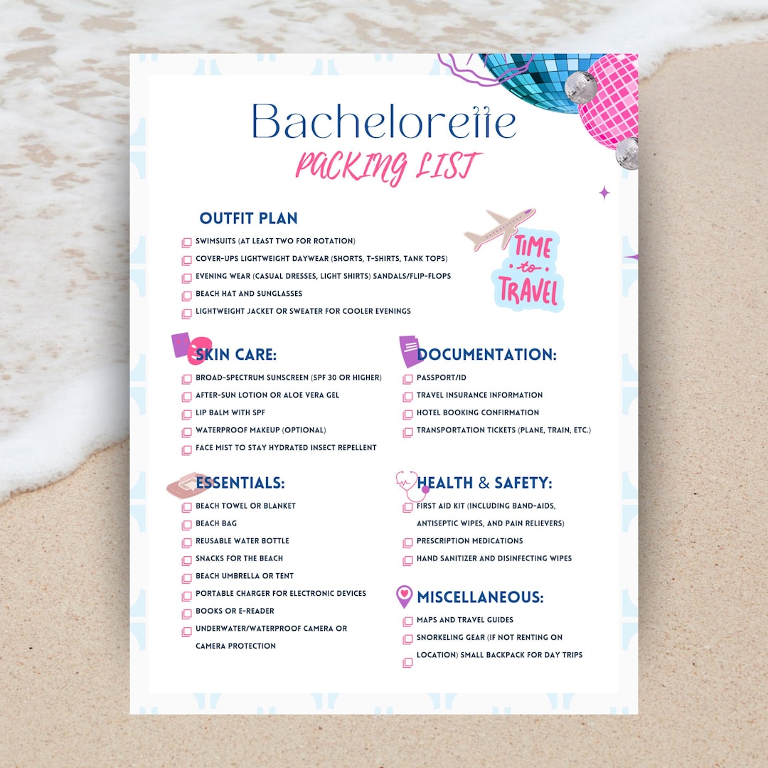 Bachelorette Packing List | Mamma Mia Bachelorette Checklist | Editable ...