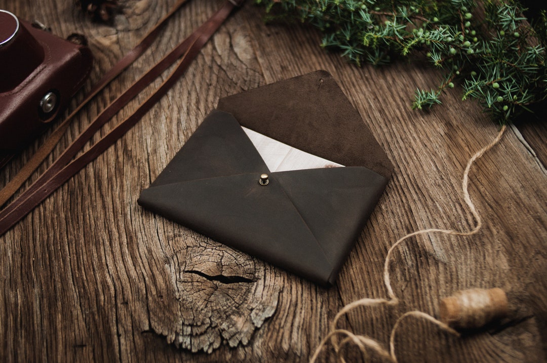 Brown Leather Photo Envelope: Customizable 4x6 - Etsy