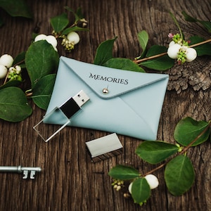 Leather Envelope With Crystal Flash Drive | Wedding Gift for the Bride ...