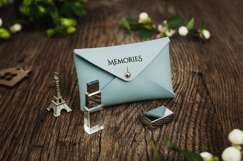 Leather Envelope With Crystal Flash Drive | Wedding Gift for the Bride ...