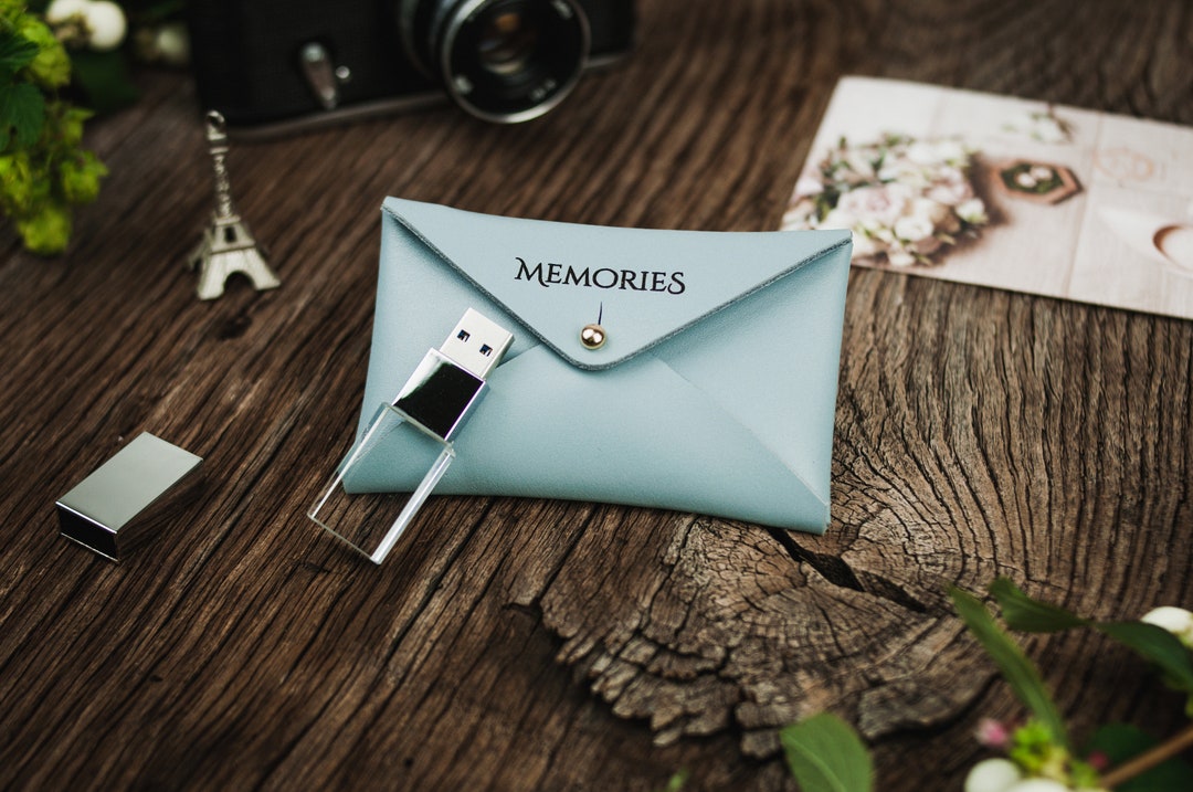 Leather Envelope With Crystal Flash Drive | Wedding Gift for the Bride ...