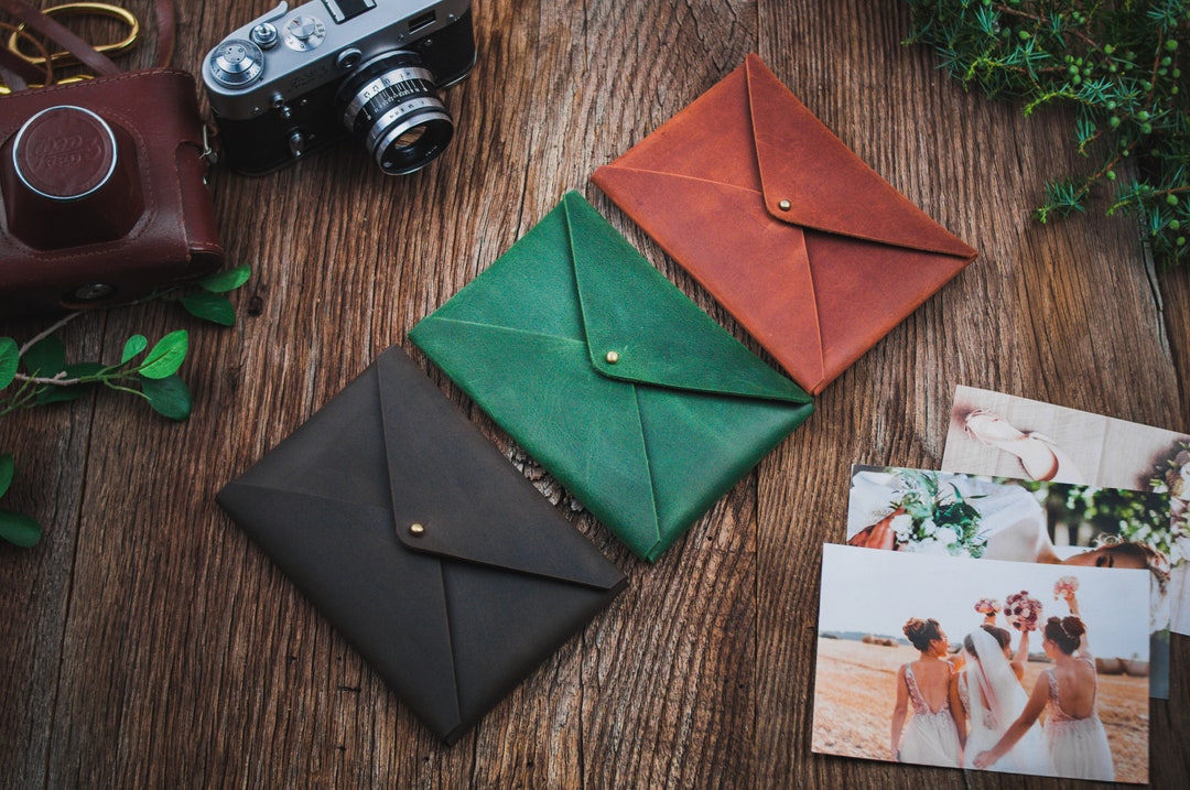 Personalized Leather Photo Envelopes: for 4x6"/5x7"-10x15cm/13x18cm ...