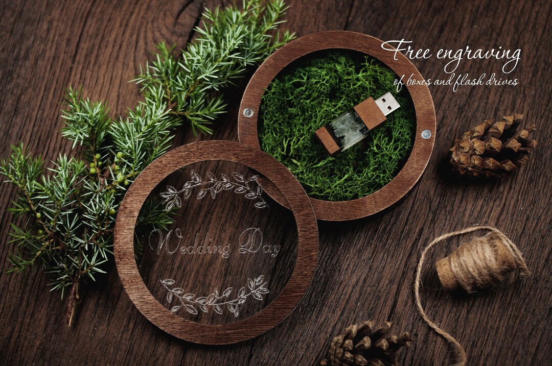Custom Engraved Circle Wooden Box Round Box With Glass Lid and Engraved ...