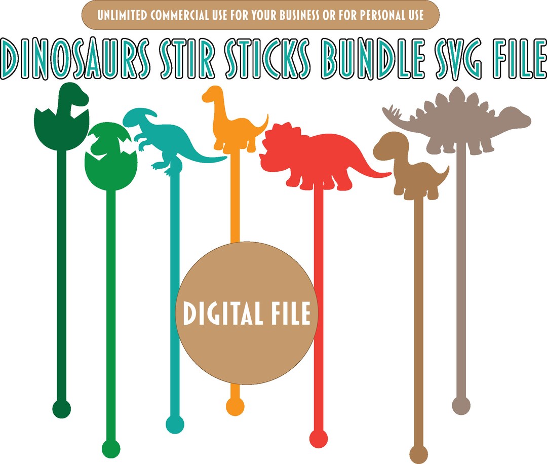 Dinosaur Stir Sticks SVG File: T-rex Party Drink Mixer (digital File ...