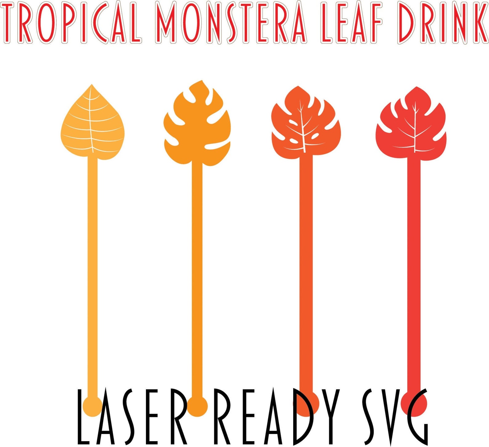 Monstera Stir Stick SVG File: Glowforge & Cricut, Party Craft (digital ...