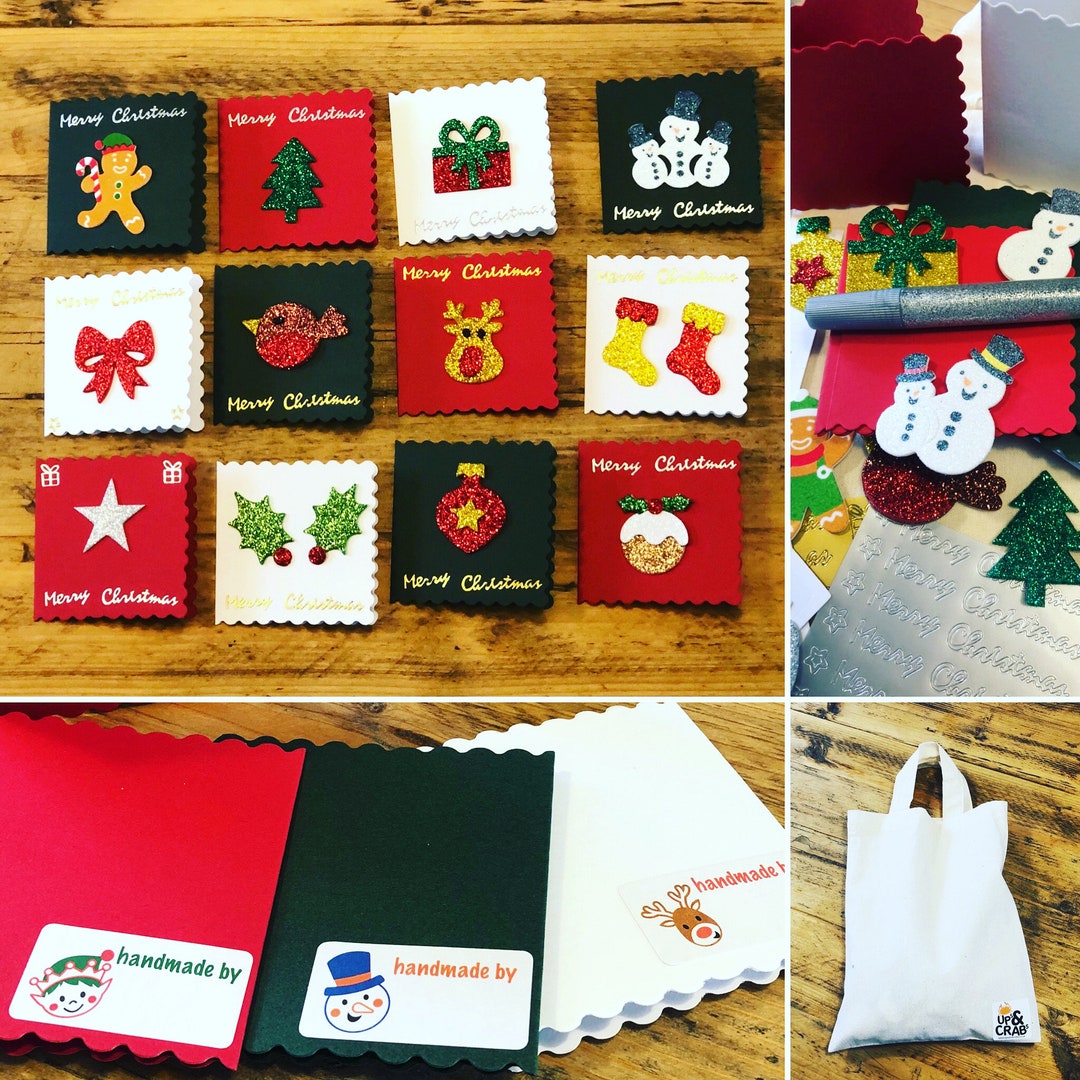 Christmas Card Pack Craft Yourself 20 Cards Xmas Craft Kit Homemade ...