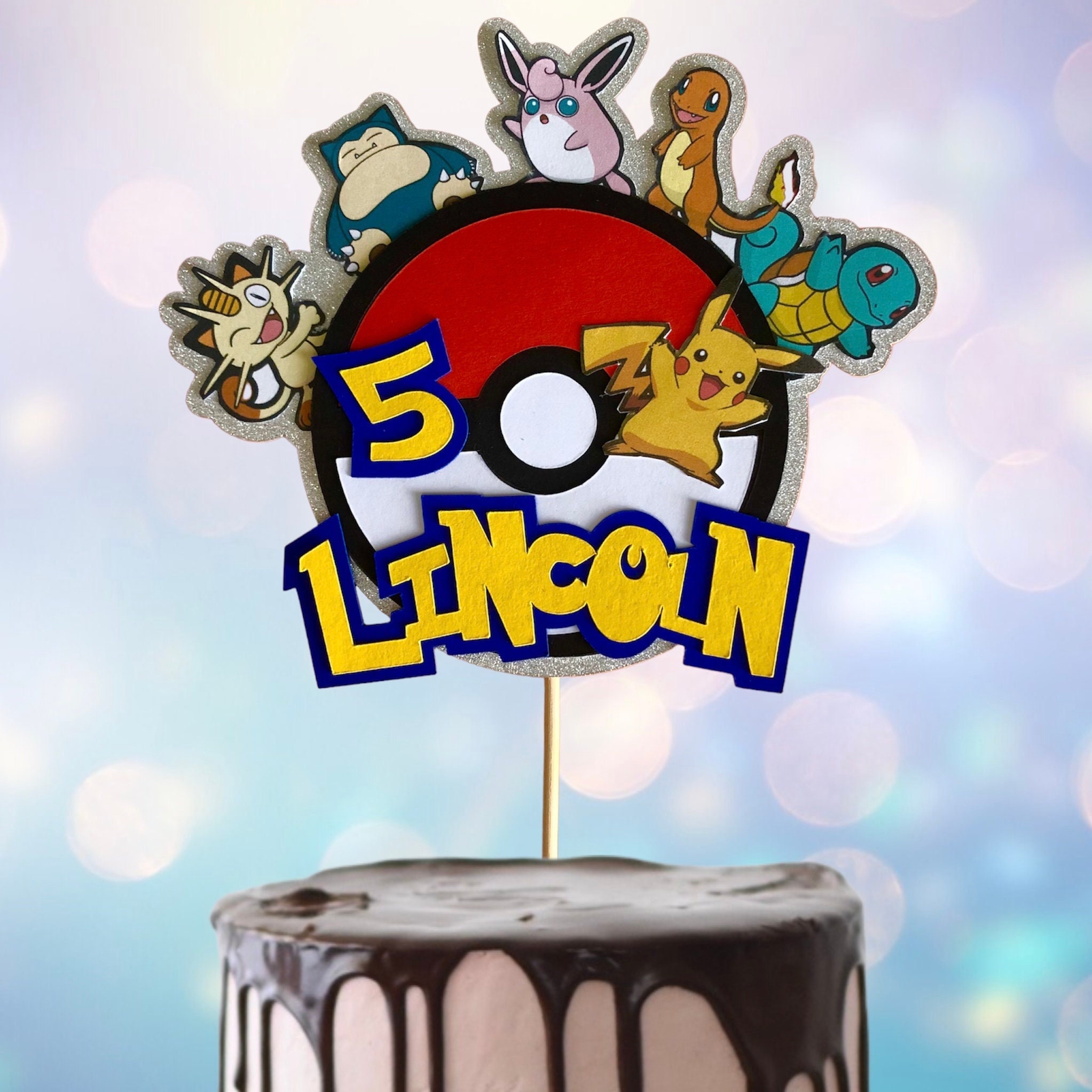 Pokémon Cake Topper Pikachu Squirtle Meowth Snorlax - Etsy