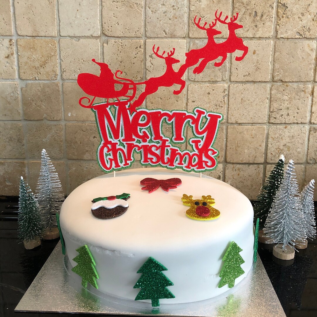 Santa Sleigh Cake Topper Christmas Cake - Etsy