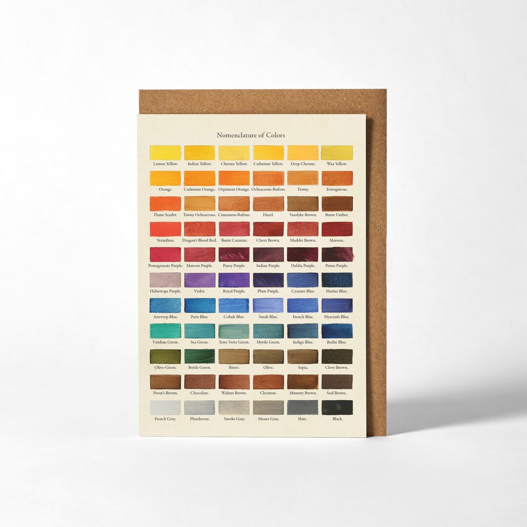 Greetings Card - Nomenclature of Colors - Etsy UK
