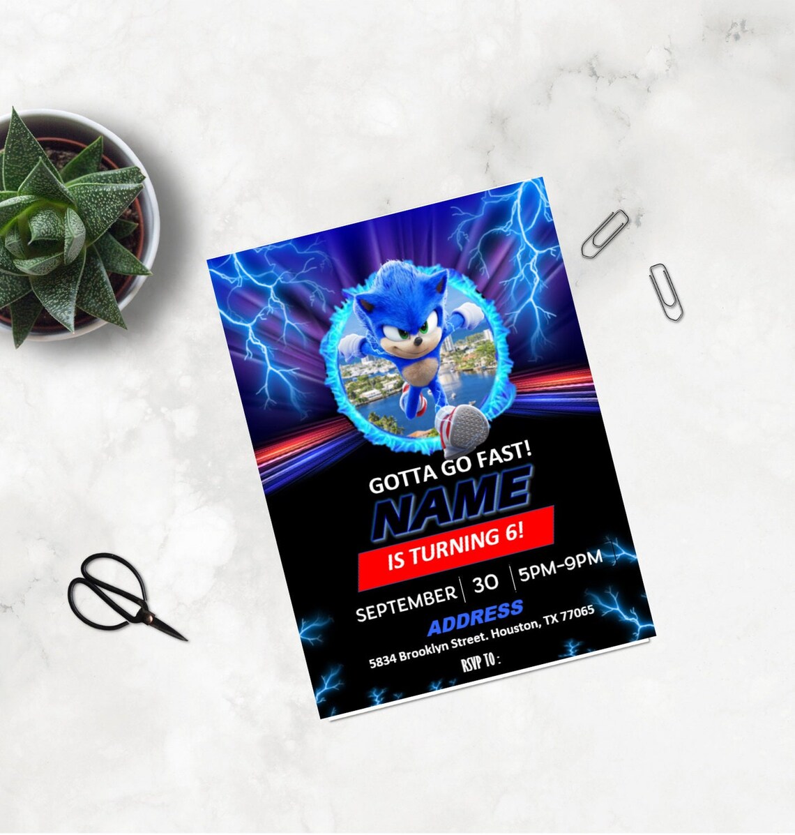 Custom Sonic Invitations Digital Download Sonic the Hedgehog | Etsy