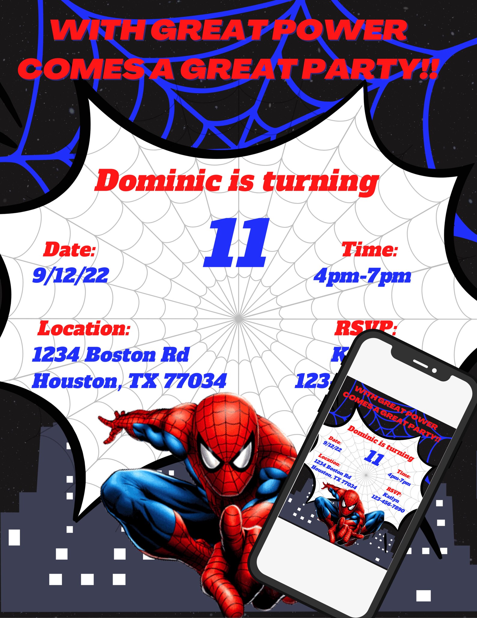 Spiderman Invitation, Spiderman Party, Spiderman Custom Invitation ...