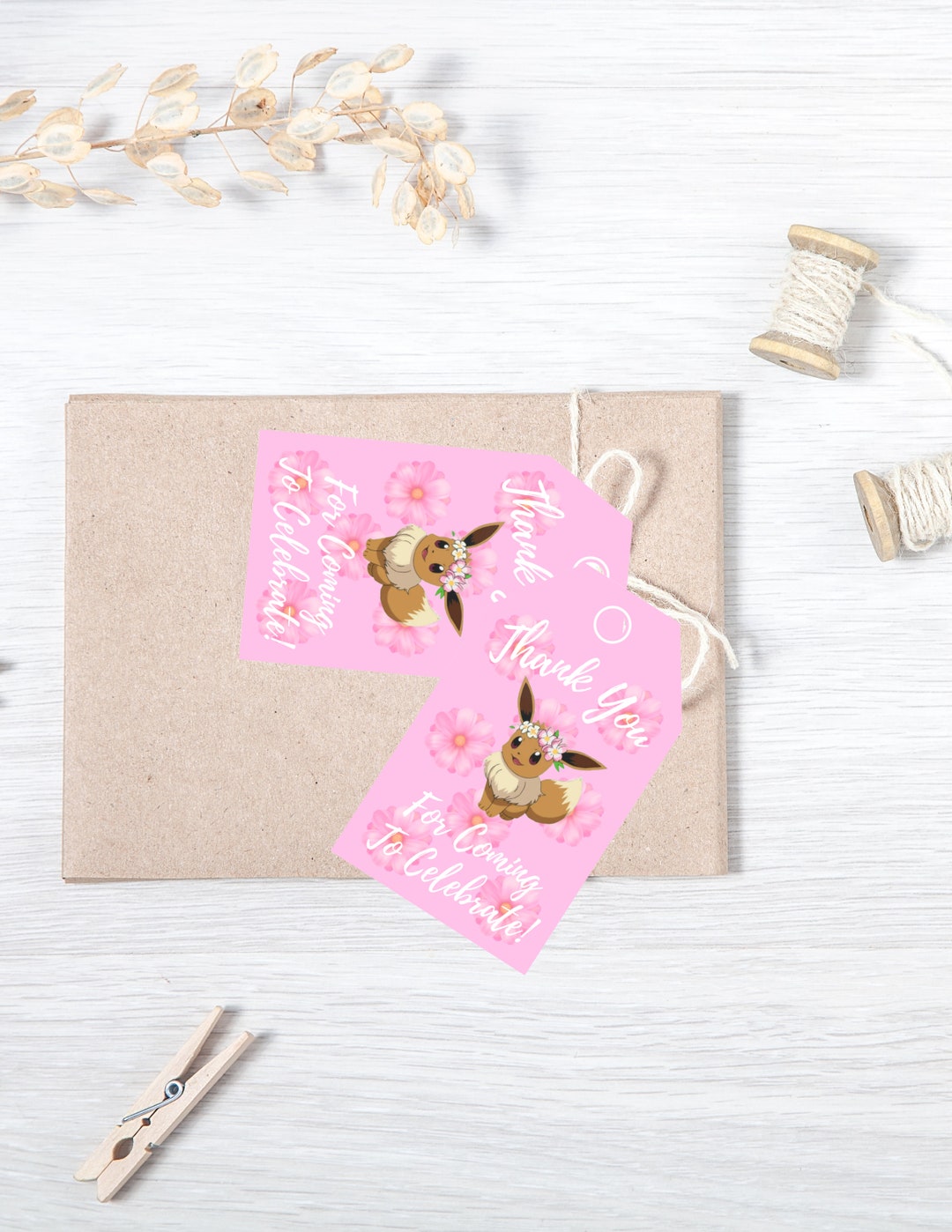 Eevee Thank You Tags, Eevee Birthday Decorations, Eevee Party, Eevee ...