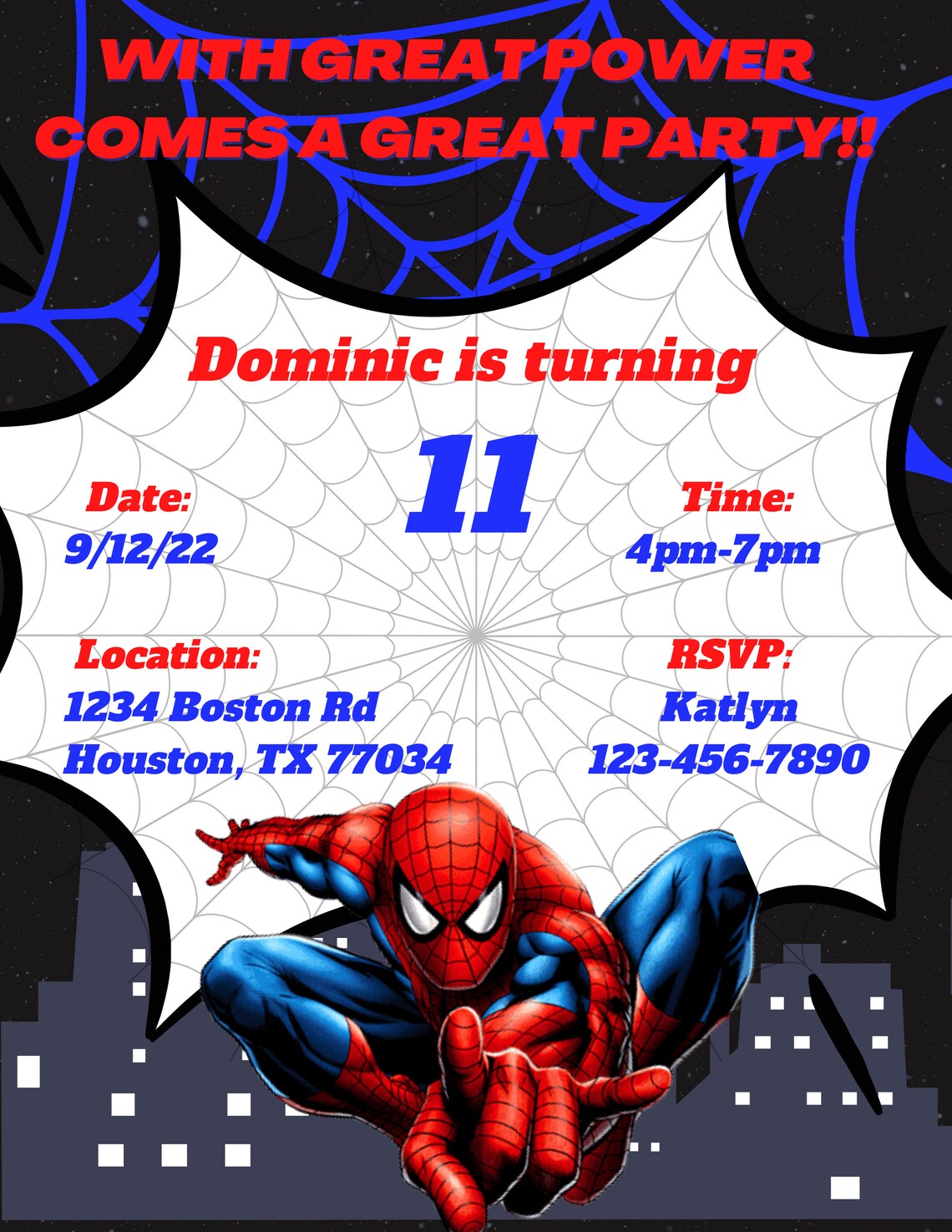 Spiderman Invitation Spiderman Party Spiderman Custom - Etsy