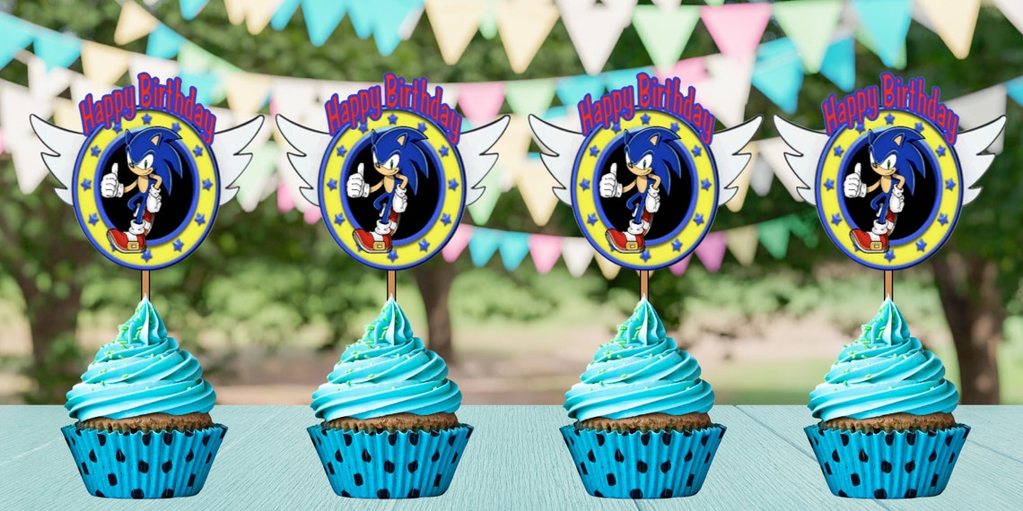 Sonic Cupcake Toppers Sonic the Hedgehog Decorations Sonic - Etsy