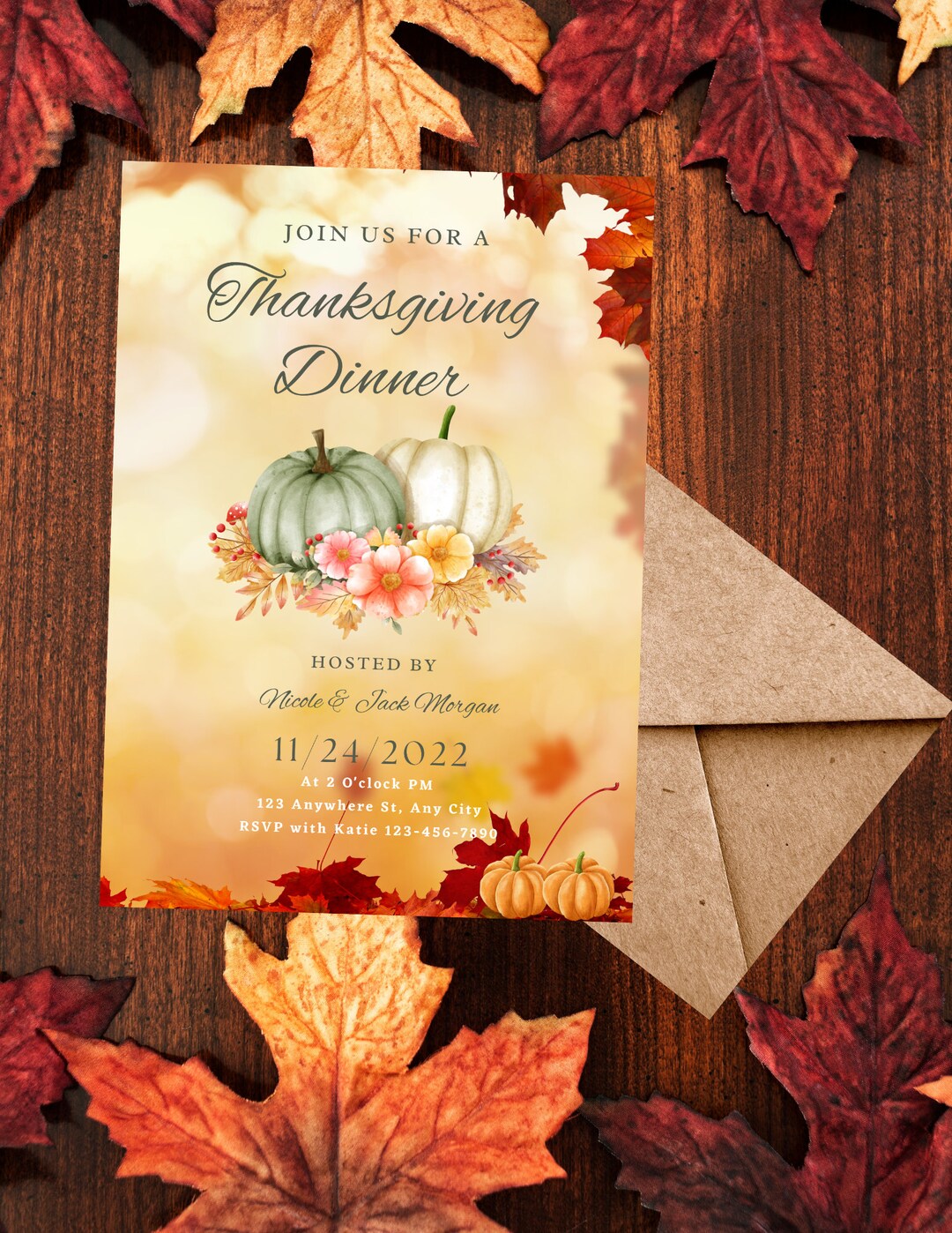 Editable Thanksgiving Invitations, Happy Thanksgiving, Thanksgiving ...
