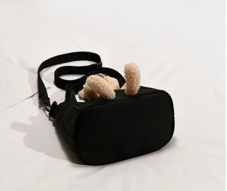Cute Teddy Bear Crossbody Bag Canvas Shoulder Bucket Bag, Simple and ...
