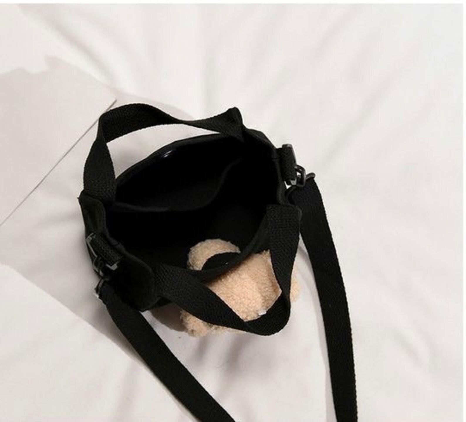 Cute Teddy Bear Crossbody Bag Canvas Shoulder Bucket Bag, Simple and ...