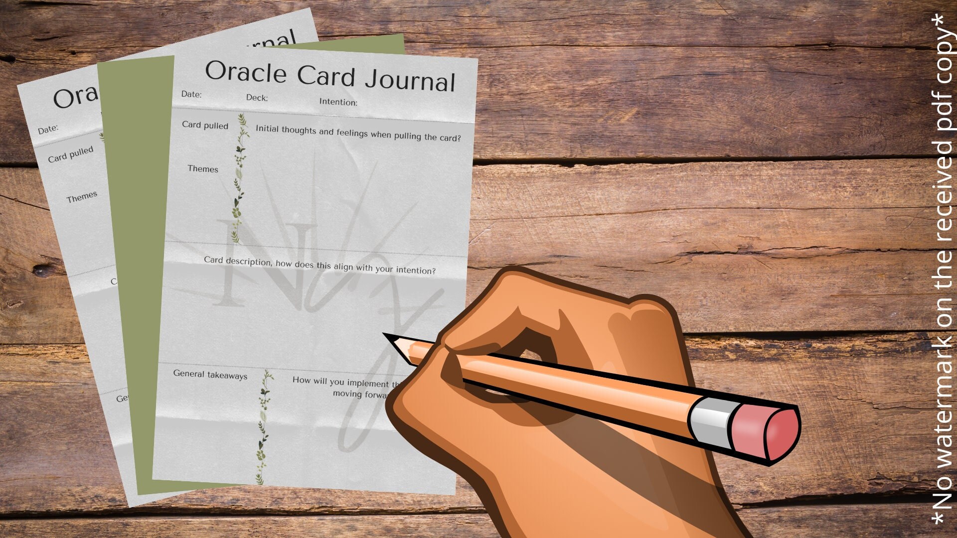 Printable Oracle Card Journal Page, Oracle Card Planner, Digital ...