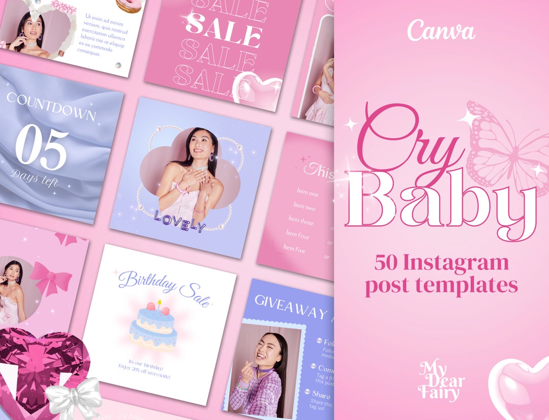 Pink Instagram Post Templates, Pastel Pink and Blue Instagram Template ...