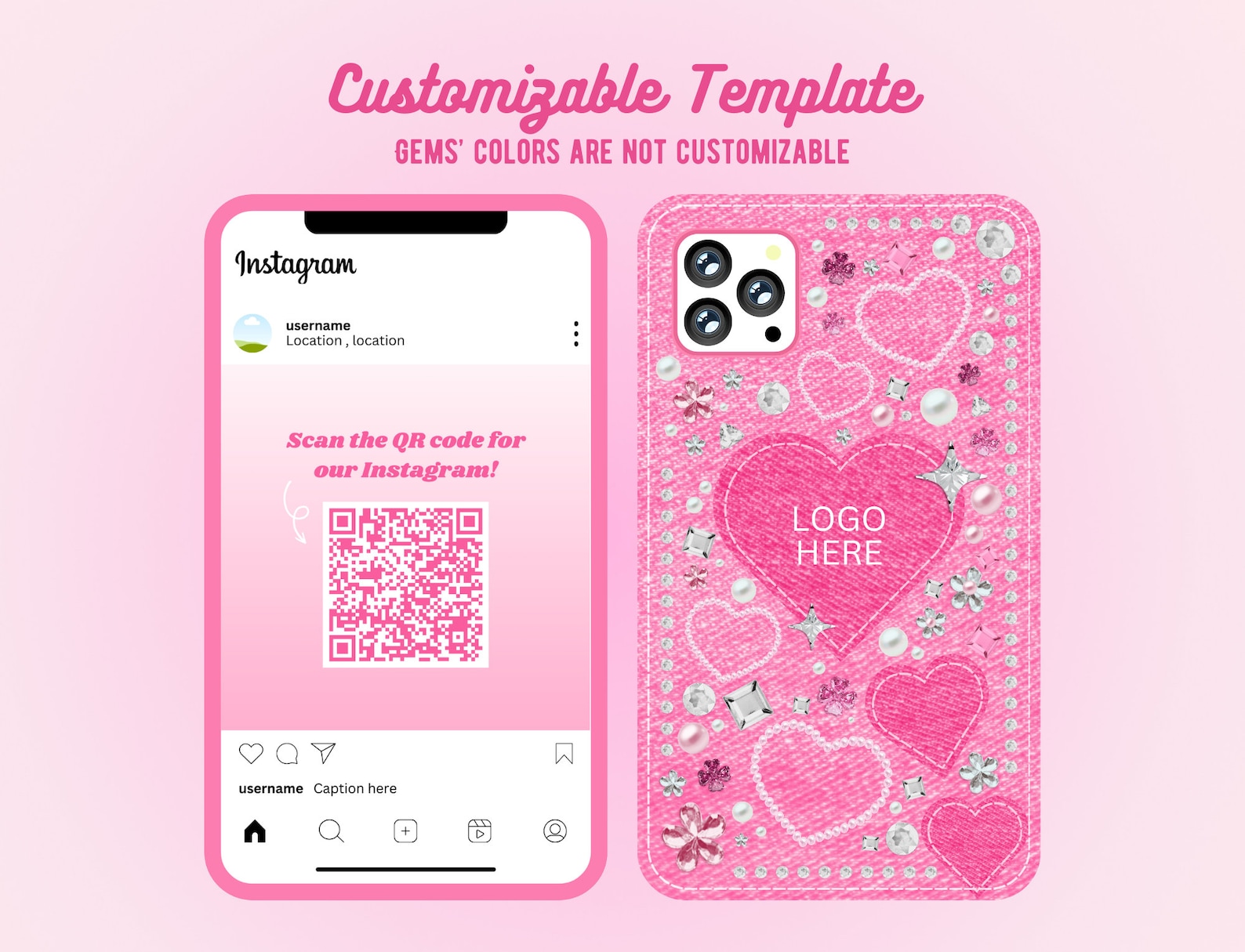 Editable Pink Business Card Template, Y2K Mobile Phone Card, QR Code ...