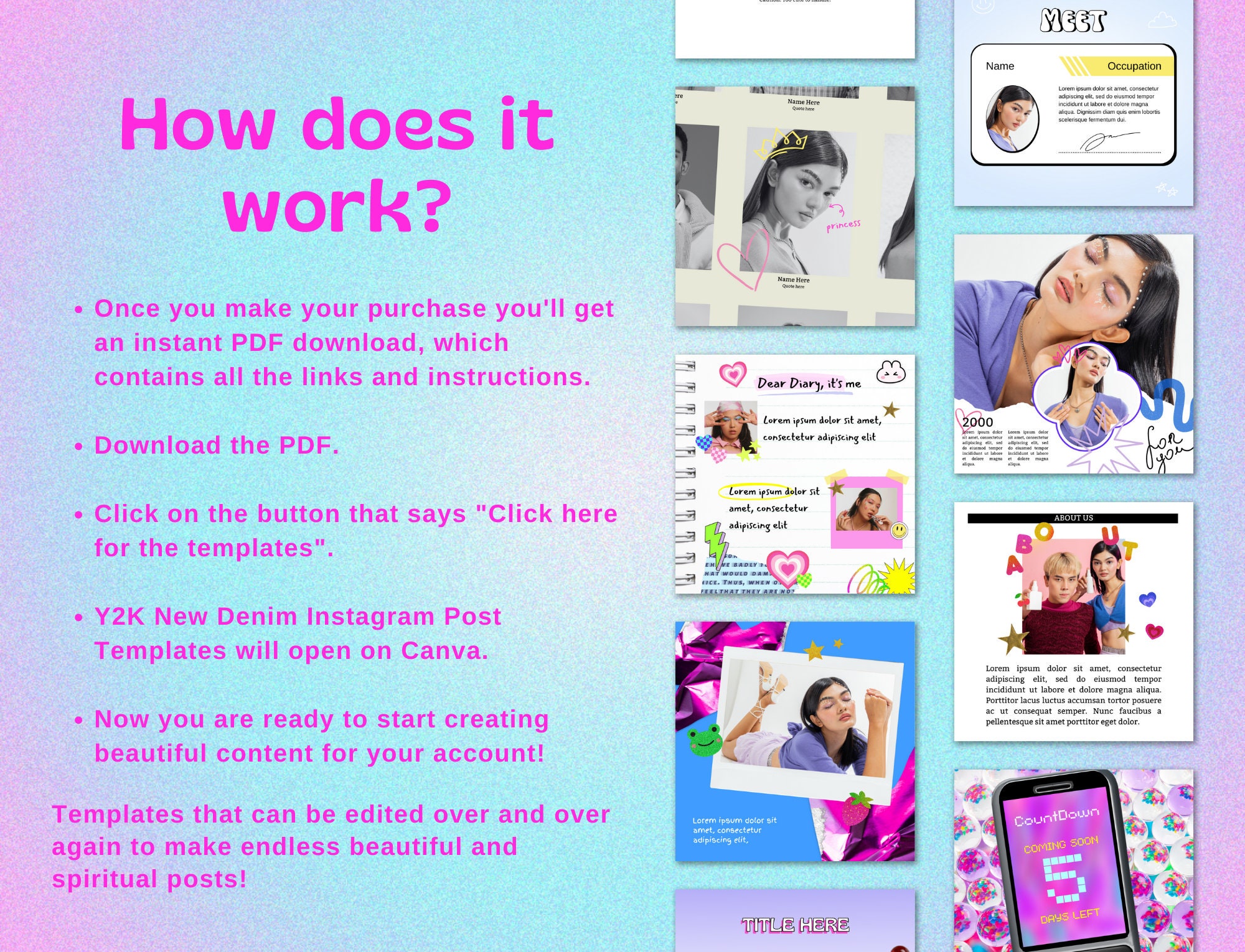 Y2K Instagram Canva Templates | Retro Social Media Posts | 2000s ...