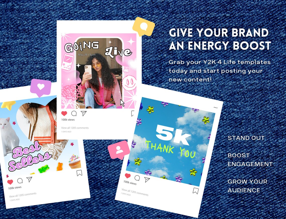Y2K Instagram Post Template, Instagram Y2K Quotes, 2000s Editable Canva ...