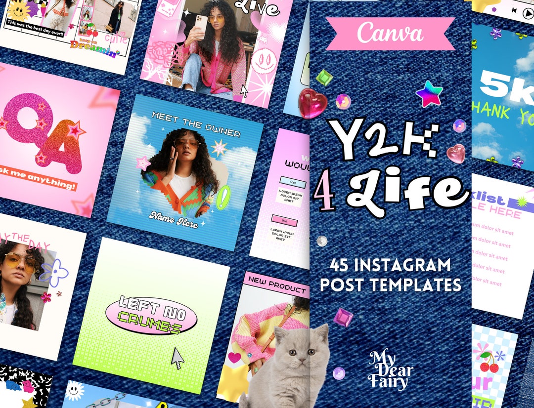 Y2K Instagram Post Template, Instagram Y2K Quotes, 2000s Editable Canva ...
