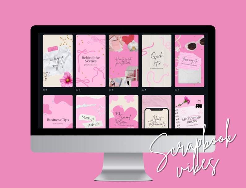 Pink Scrapbook Instagram Reels Covers, Canva Templates - Etsy