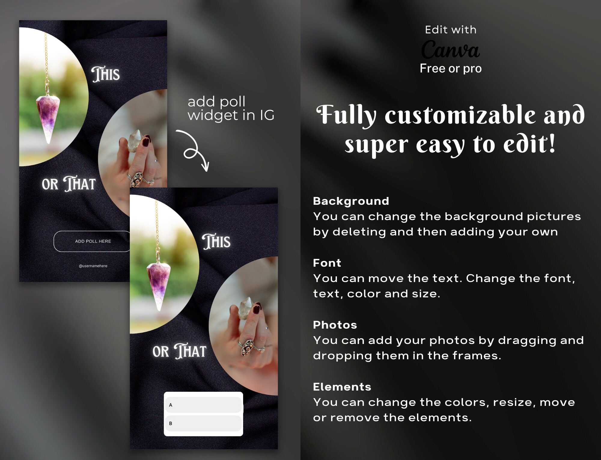 Celestial Gothic Instagram Story Template - Dark Witch Canva Design ...
