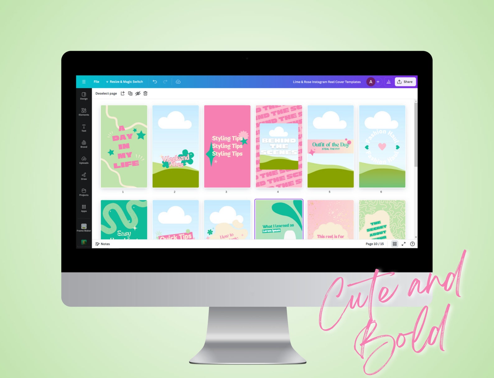 Bold Instagram Reel Cover & Story Templates, Colorful Reel Template ...