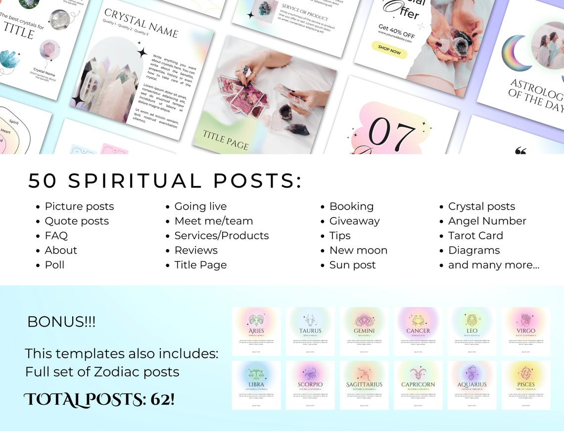 Spiritual Instagram Post Templates, Aura Canva Templates, Spiritual ...
