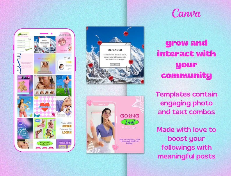 Y2K Instagram Template, Y2K Instagram Post Templates Canva, Newjeans ...