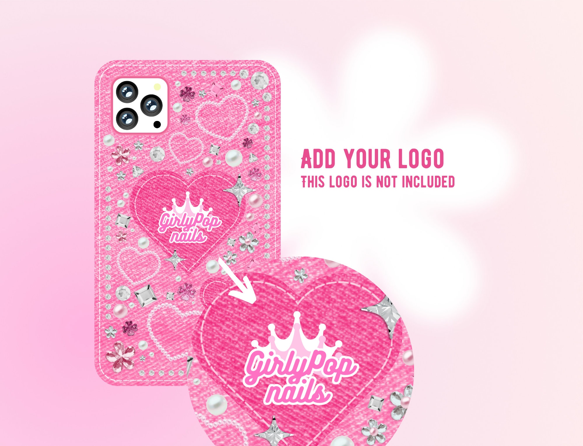 Editable Pink Business Card Template, Y2K Mobile Phone Card, QR Code ...