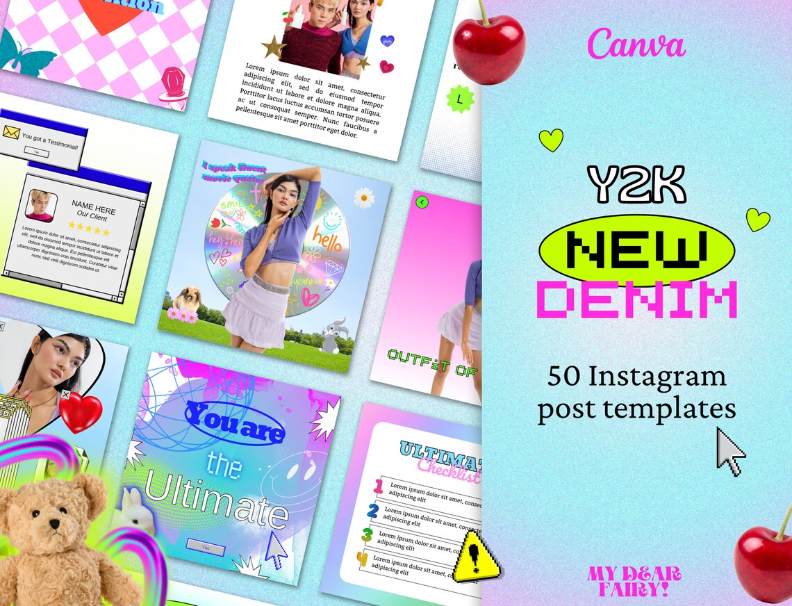 Y2K Instagram Template Y2K Instagram Post Templates Canva - Etsy