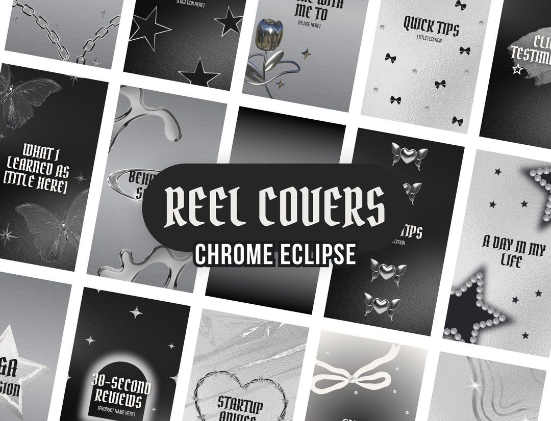 Chrome Y2K Reel Cover Templates, Aesthetic Instagram Reel Cover ...