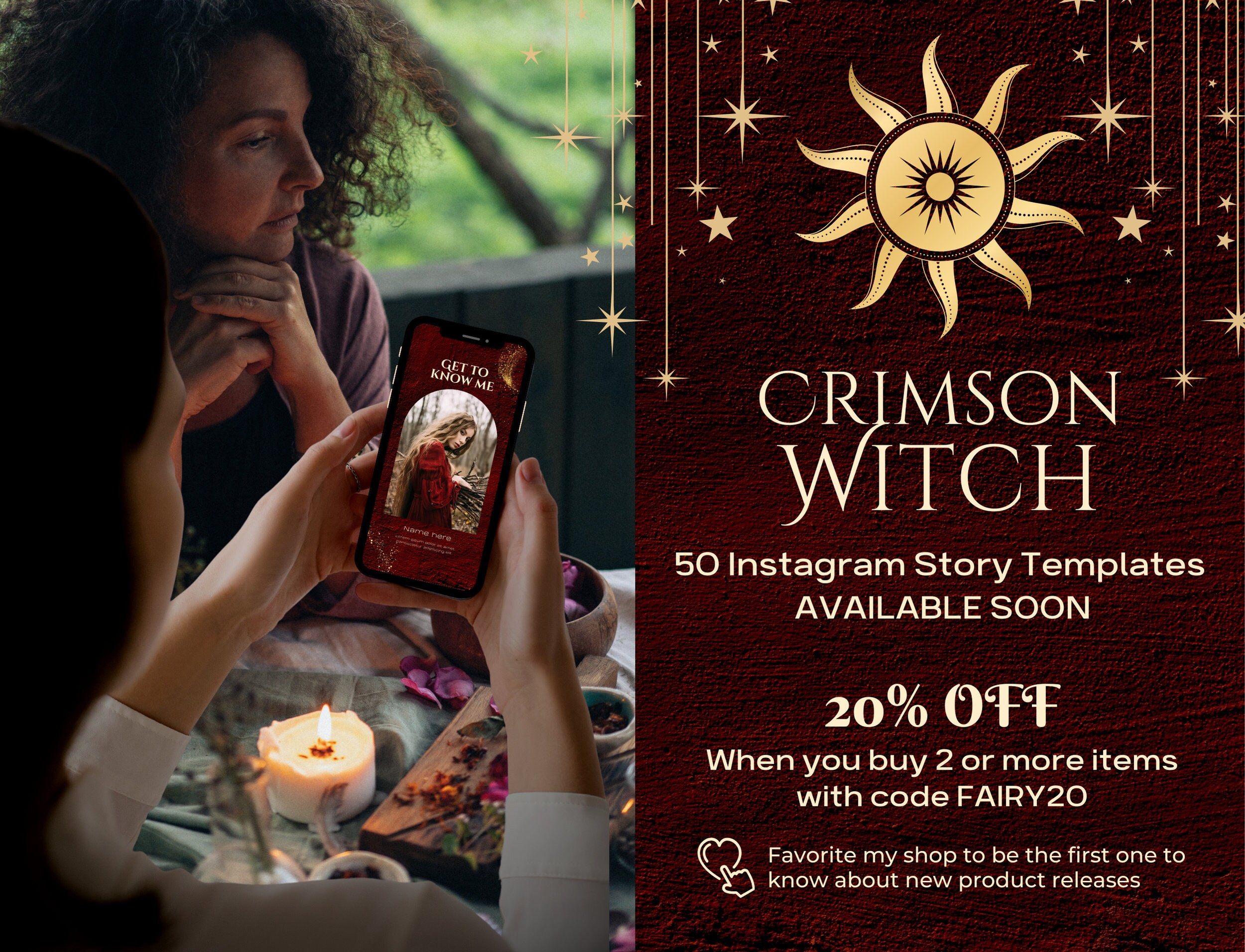 Mystical Red Instagram Post Templates, Spiritual Witchy Vibes, Canva ...